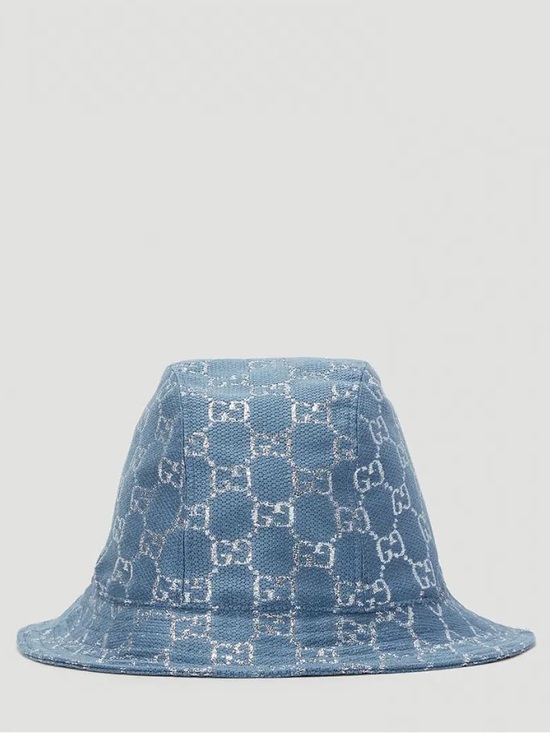 Gucci | Accessories | New Gucci Gg Supreme Monogram Blue Lame Bucket ...